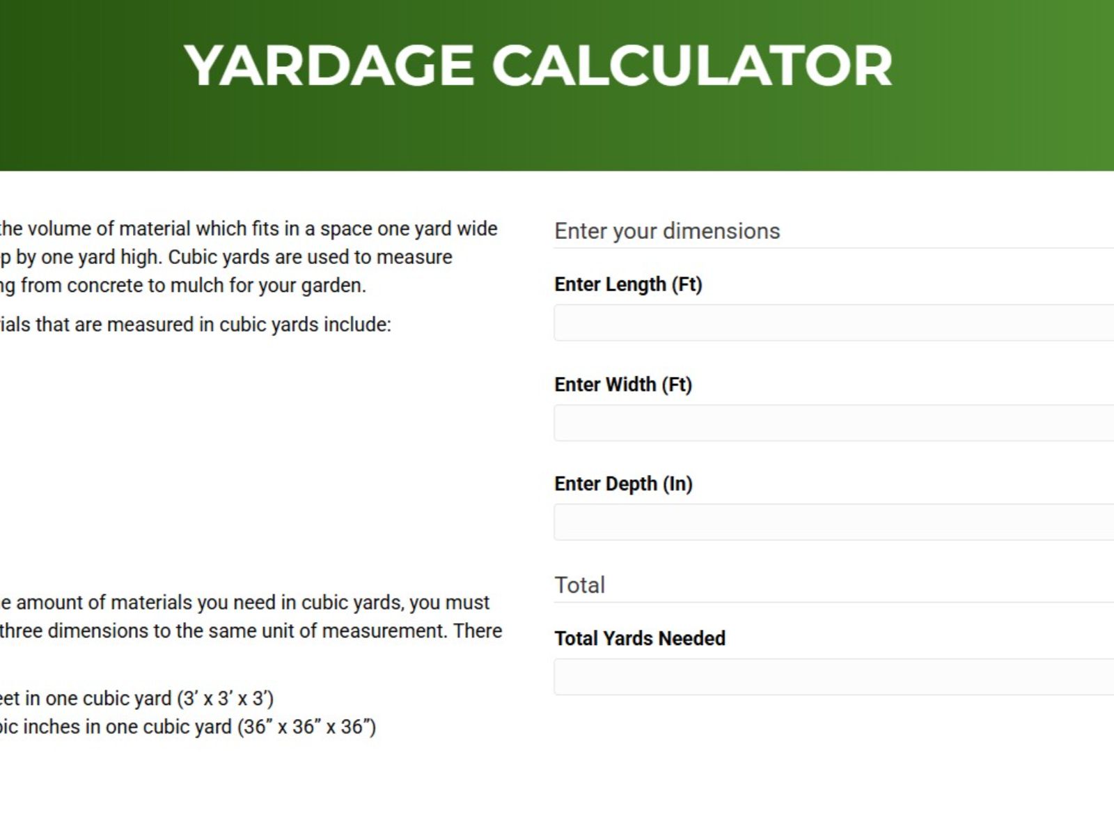 Yardage Calculator | Pro Green Grounds Maintenance